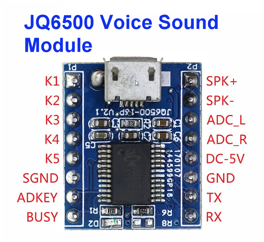 JQ6500 MP3 Player Voice Sound Module UART โมดูลเล่นเพลง MP3 บันทึกข้อมูลได้ในตัวบอร์ด - ขาย ...