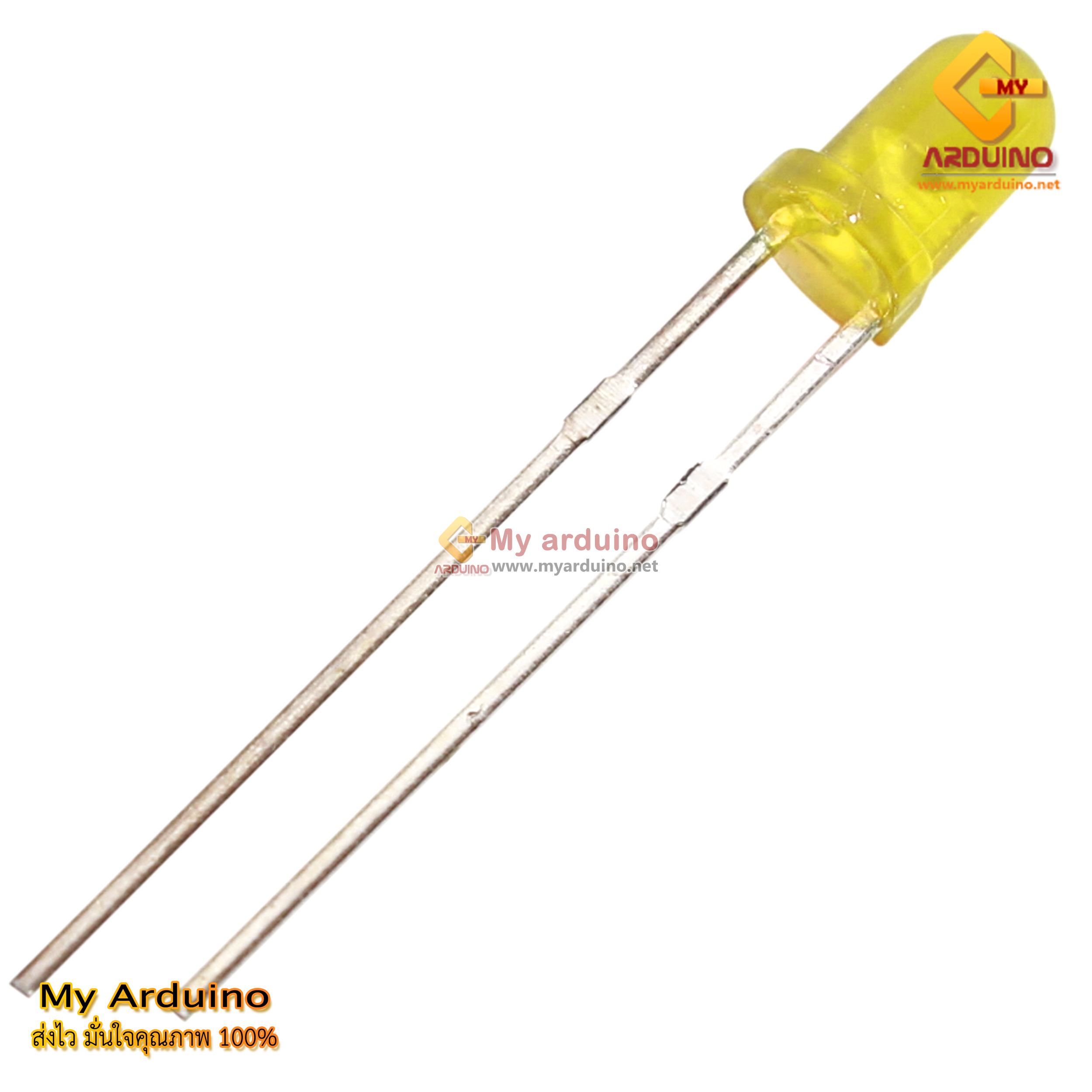 หลอดไฟ Led 3mm สีเหลือง จำนวน 5 ดวง ขาย Arduino อุปกรณ์ Arduino คุณภาพดี ราคาถูก ส่งไว ส่งฟรี
