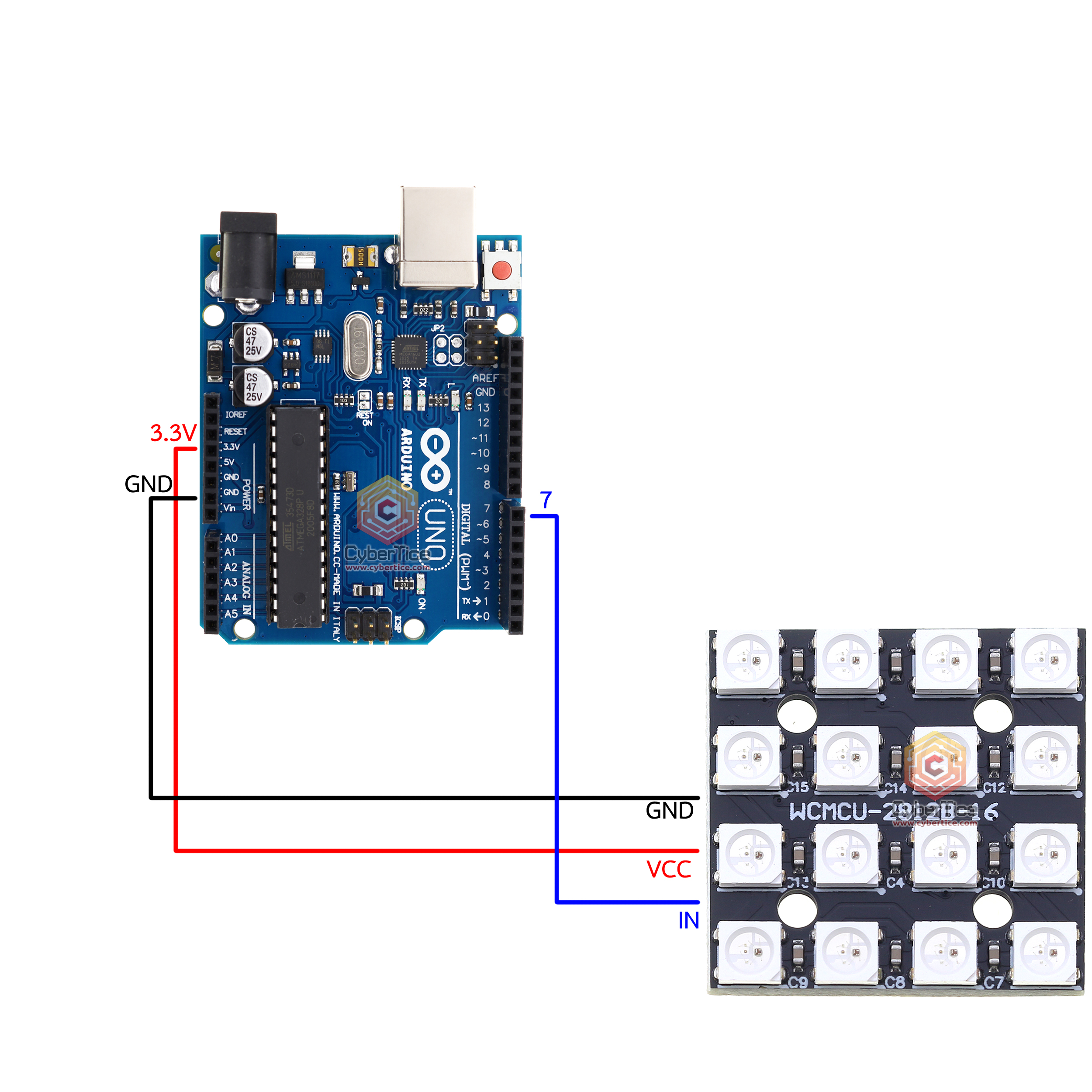 สอนใช้งาน Arduino NeoPixel Matrix แบบตาราง 4x4 16 ดวง WS2812 5050 RGB LED - ขาย Arduino อุปกรณ์ ...