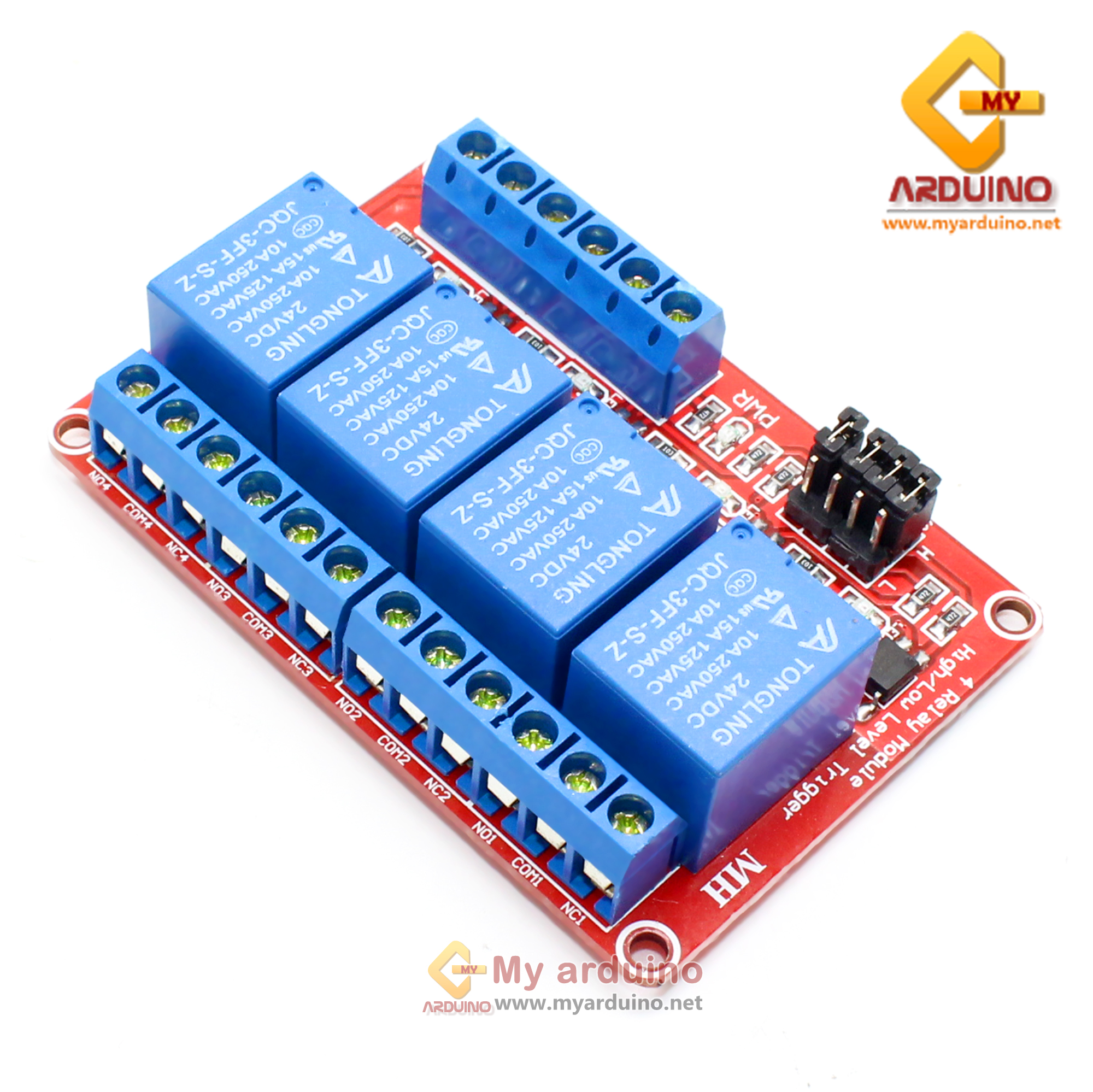 บอร์ด Relay 4ช่อง 24V Relay Module 24V 4 Channel isolation High And Low Trigger 250V/10A - ขาย ...