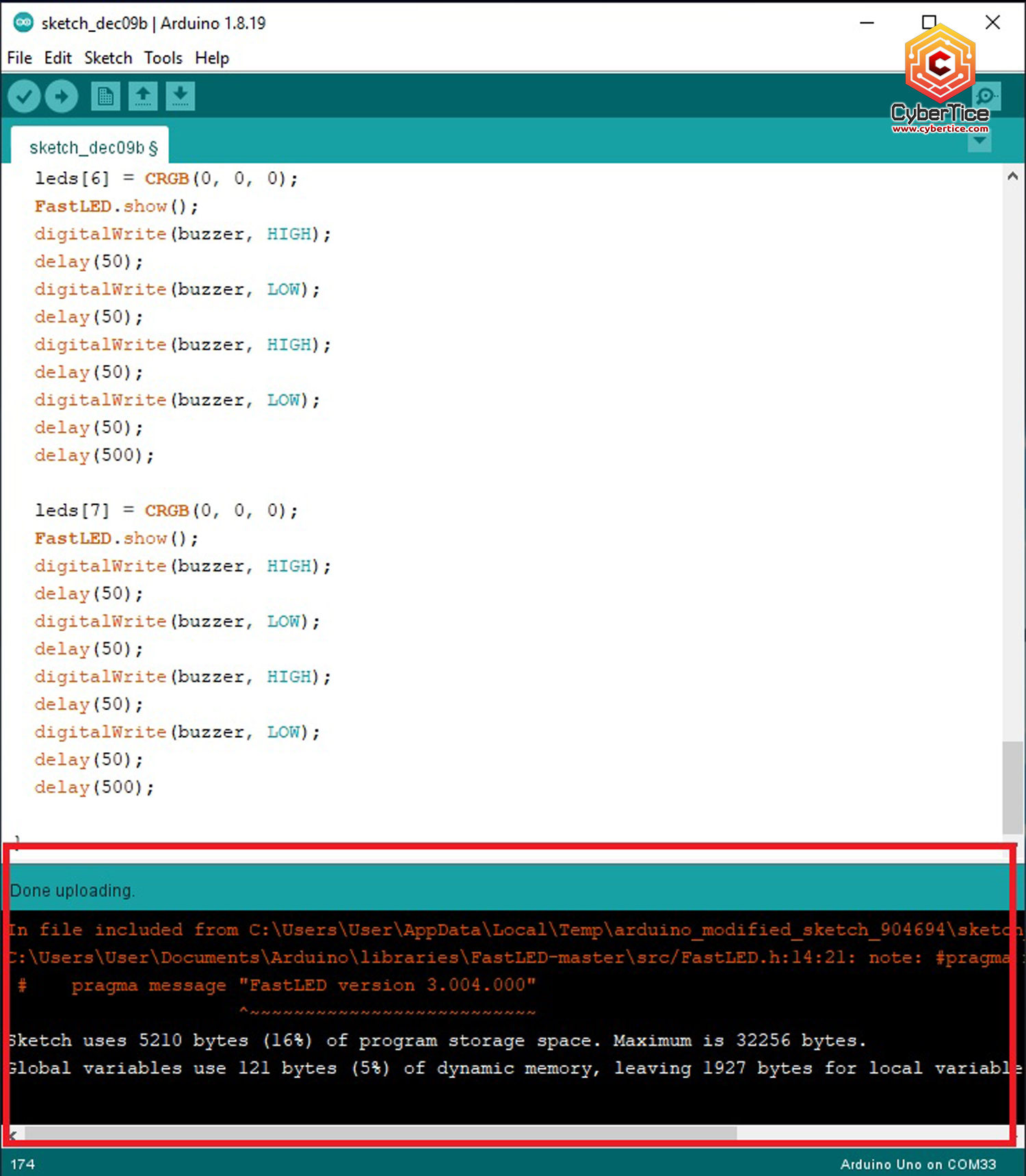 สอนใช้งาน Arduino โมดูลไฟ Led Rgb Ws2812b 8 ดวง พร้อมสัญญาณเสียงบัซ