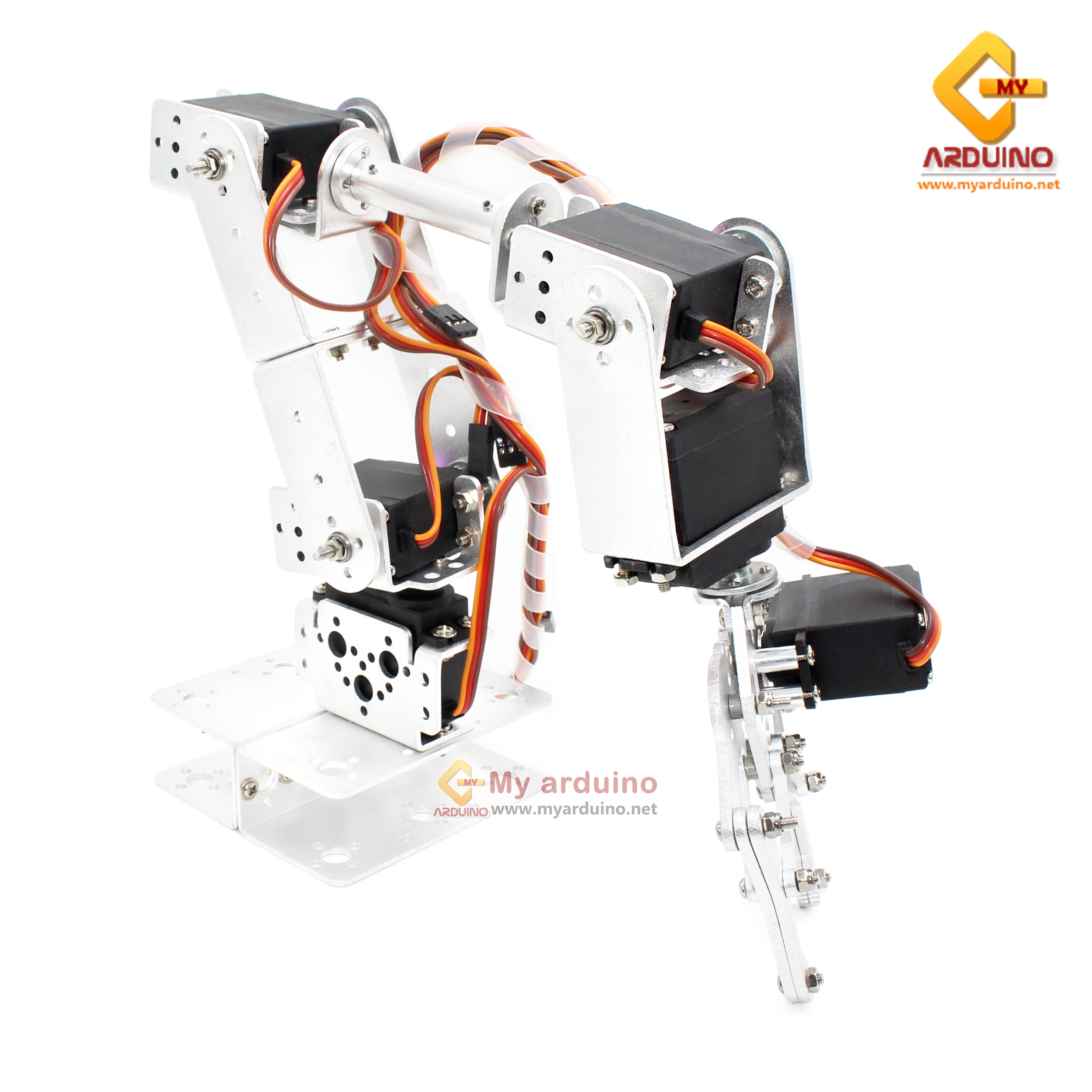 โครงแขนกลหุ่นยนต์ Arm Robot Arduino 6dof สีเงิน โลหะ ขาย Arduino อุปกรณ์ Arduino คุณภาพดี ราคา