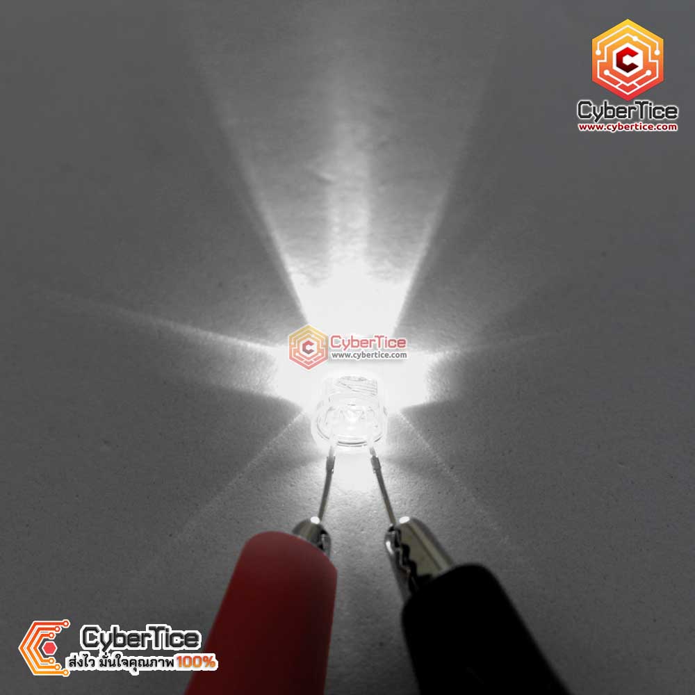 Led 5mm หลอดใส ไฟสีขาว ขนาด 5mm จำนวน 1000 ดวง ขาย Arduino อุปกรณ์ Arduino คุณภาพดี ราคาถูก