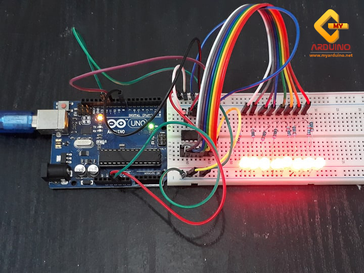 สอนใช้งาน Arduino Ic 74hc595 1 ตัว ขยายขา Digital Output ขาย Arduino