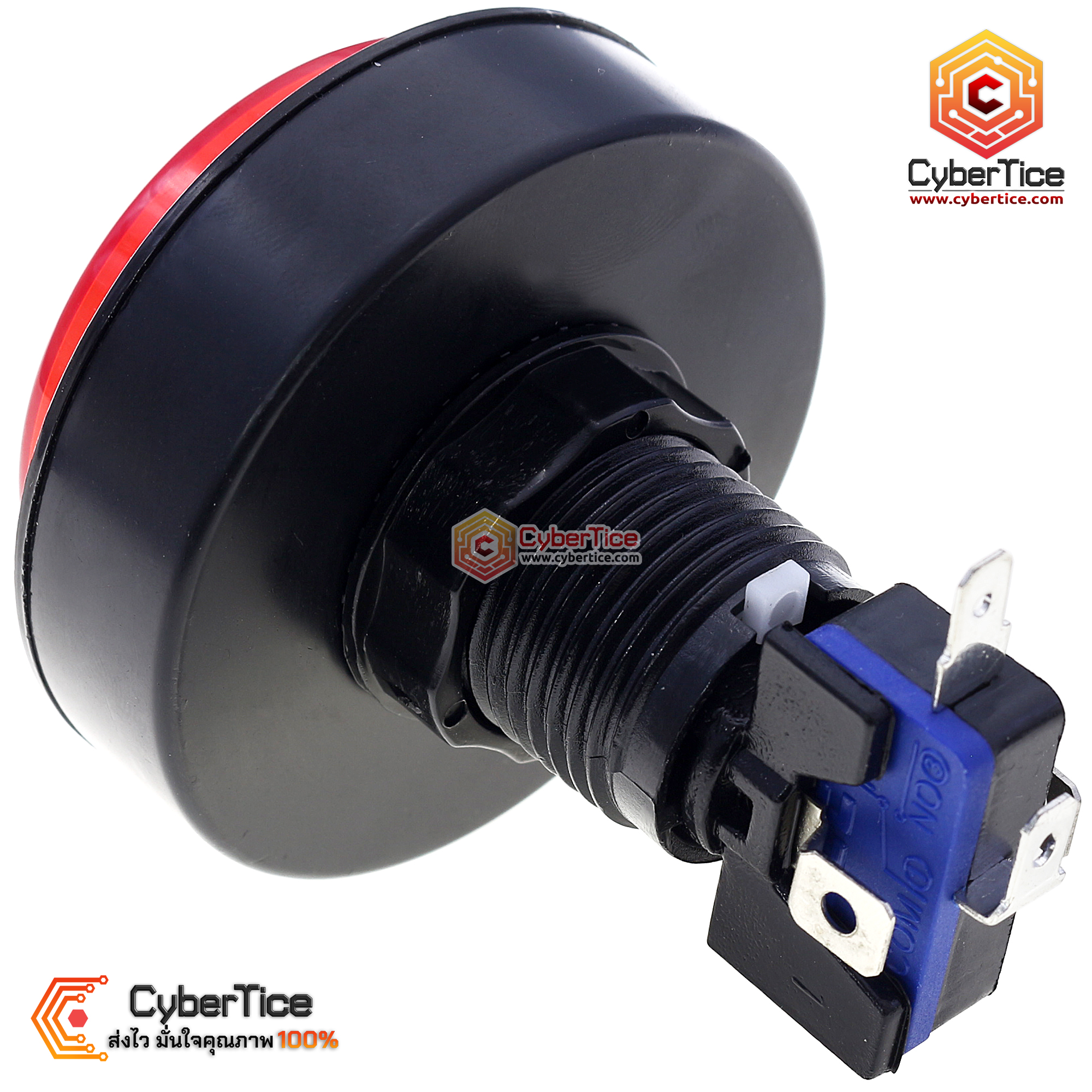 สวิทช์ปุ่มกดเกม กดติดปล่อยดับ มีไฟ หัวนูน ขนาด 60mm สีแดง ขาย Arduino อุปกรณ์ Arduino คุณภาพดี