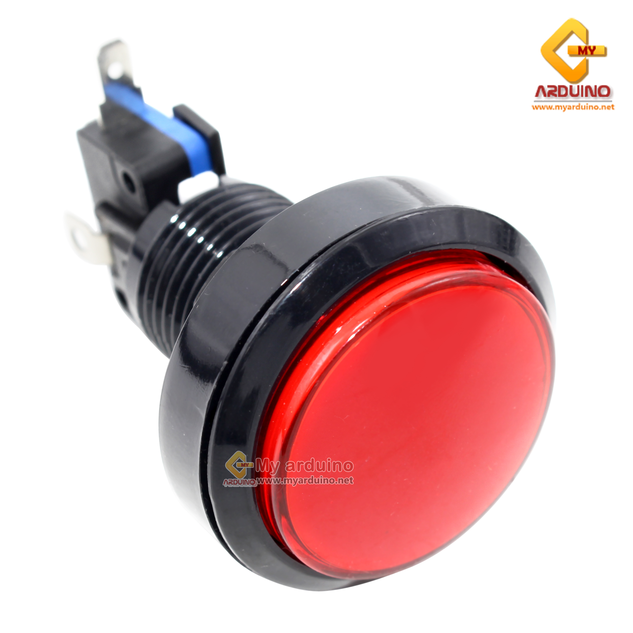 สวิทช์พร้อมปุ่มกด ปุ่มกดเกมโชว์ กดติดปล่อยดับ มีไฟ สีแดง ขนาด 46mm ขาย Arduino อุปกรณ์ Arduino