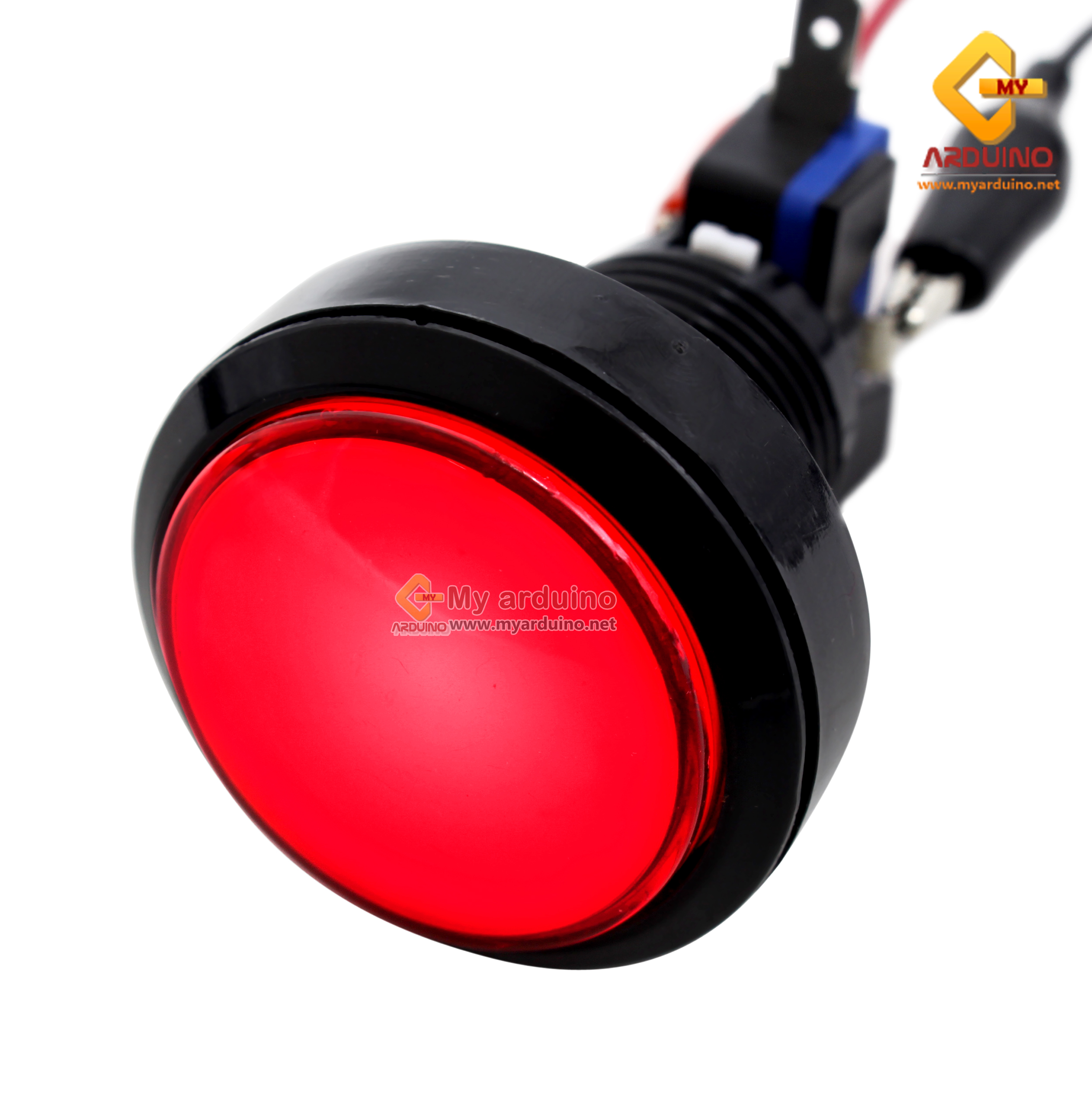 สวิทช์พร้อมปุ่มกด ปุ่มกดเกมโชว์ กดติดปล่อยดับ มีไฟ สีแดง ขนาด 46mm ขาย Arduino อุปกรณ์ Arduino