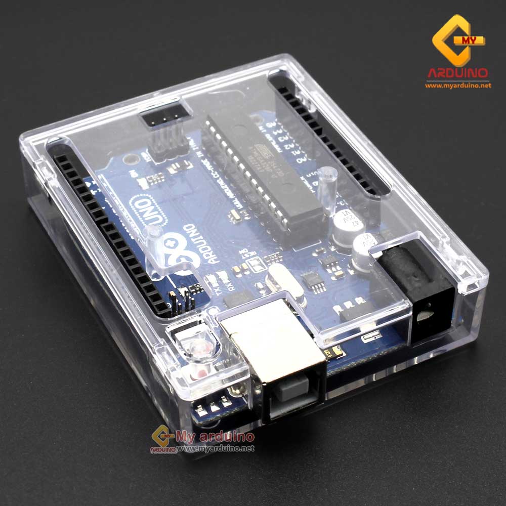Arduino Uno R3 Acrylic Case Box กล่องพลาสติกแบบใส สำหรับ Arduino Uno Case V2 ขาย Arduino