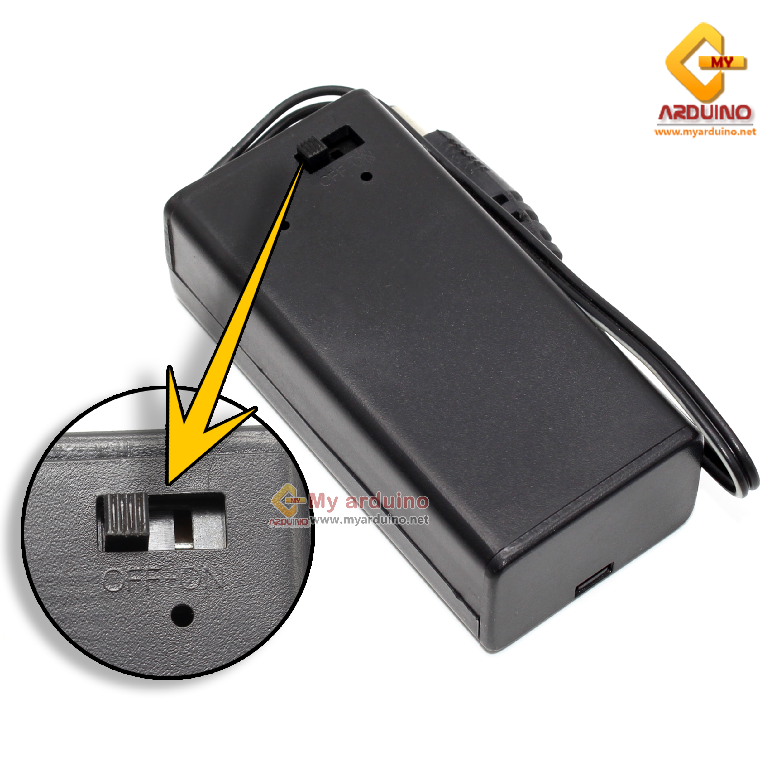 รางถ่าน 9v หัวแจ็ค พร้อมสวิตช์และฝาปิดด้านหลัง ขาย Arduino อุปกรณ์ Arduino คุณภาพดี ราคาถูก