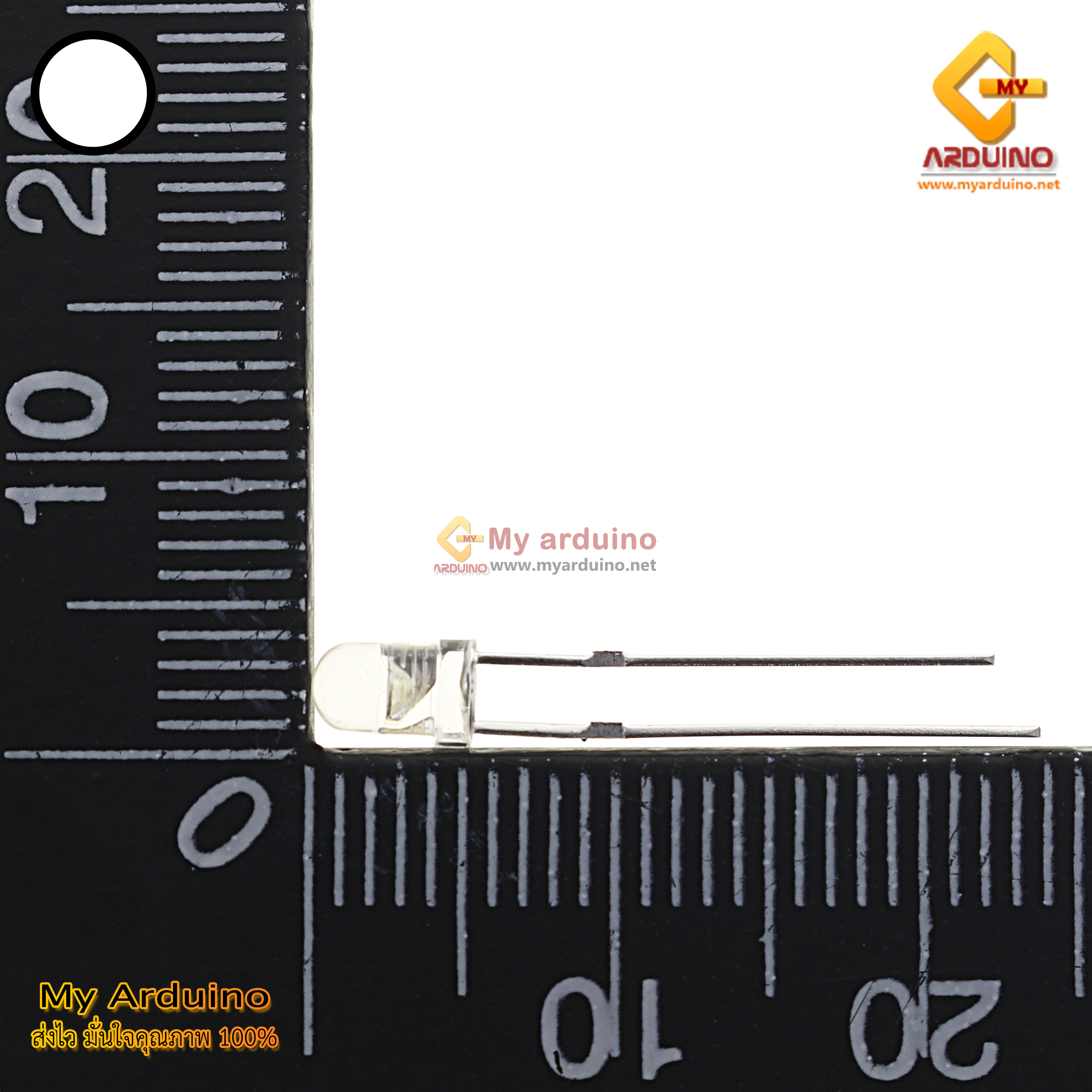 หลอดไฟ Led 3mm หลอดใส สีขาว จำนวน 5 ดวง ขาย Arduino อุปกรณ์ Arduino