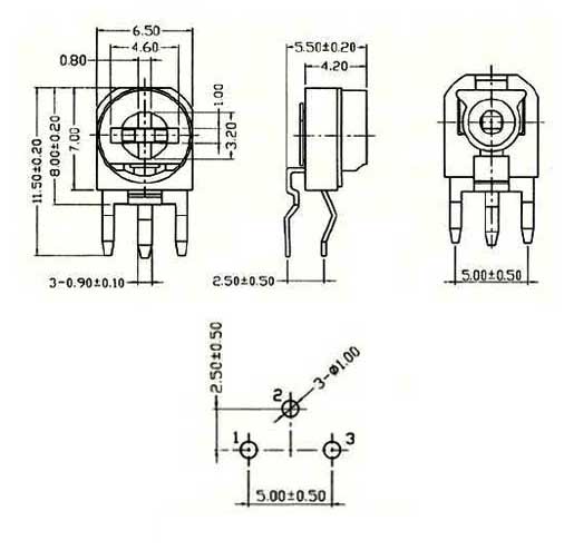 ตัวต้านทานปรับค่าได้ RM063 100 ohm (101) Volume VR Potentiometer ...