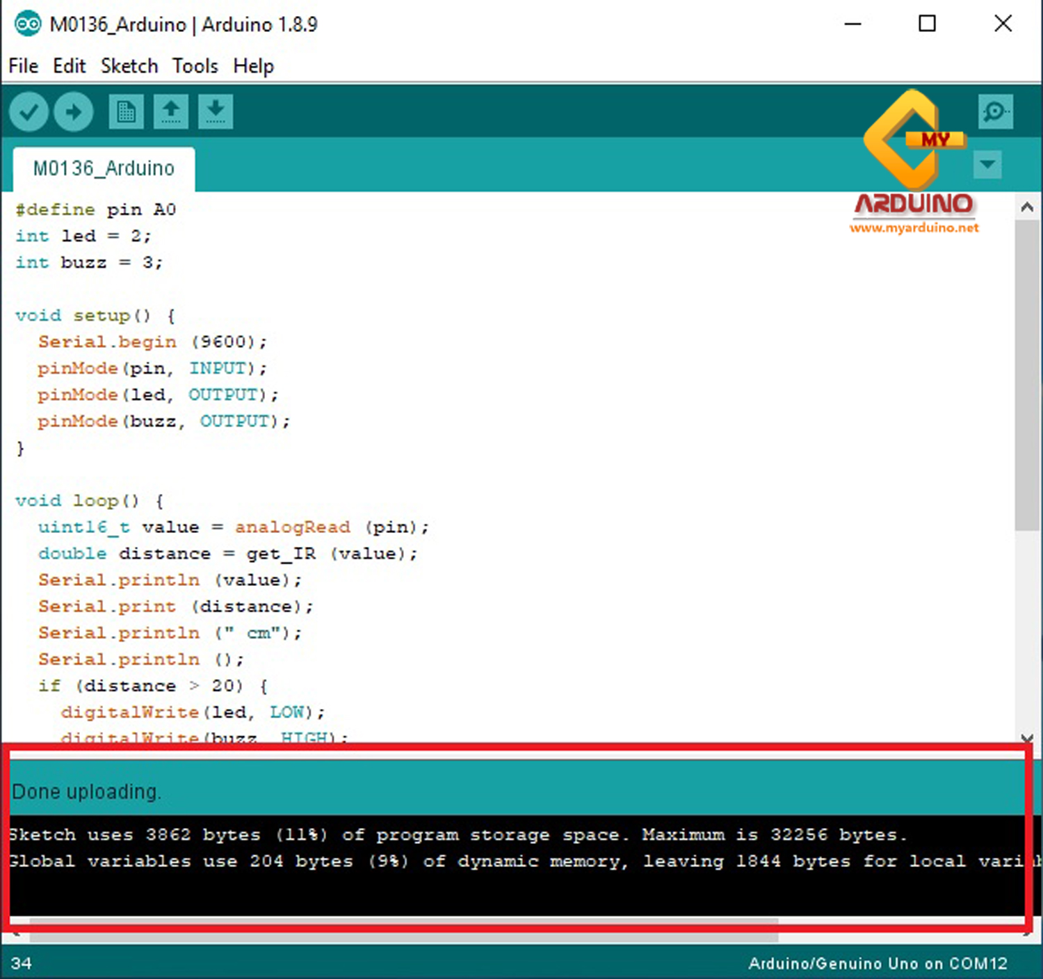 สอนใช้งาน Arduino GP2Y0A02 Infrared Sensor เซ็นเซอร์วัดระยะทาง 20cm - 150cm - ขาย Arduino ...