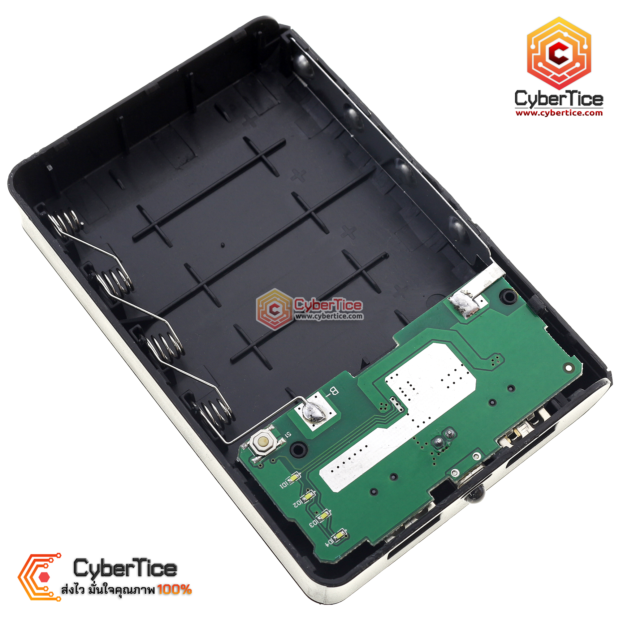 Power Bank แหล่งจ่ายไฟสำหรับ Arduino Esp8266 18650 4 ก้อน พร้อมจอแสดงความจุแบต สีดำ ขาย