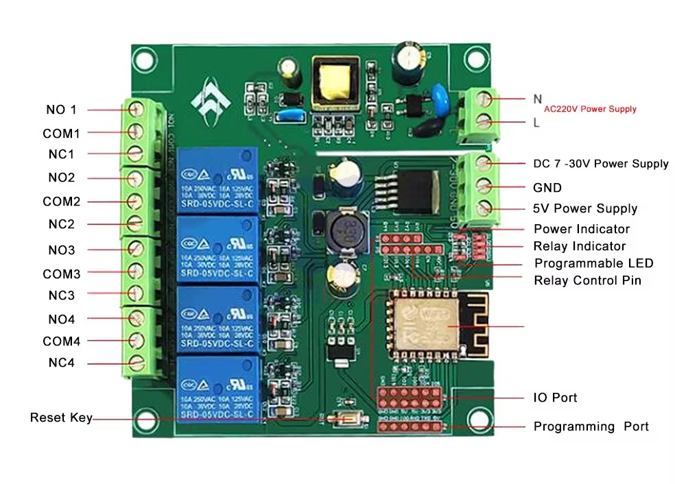 ESP8266 Iot Wireless WiFi 4 Channel Relay ULE ESP-12F - ขาย Arduino อุปกรณ์ Arduino คุณภาพดี ...