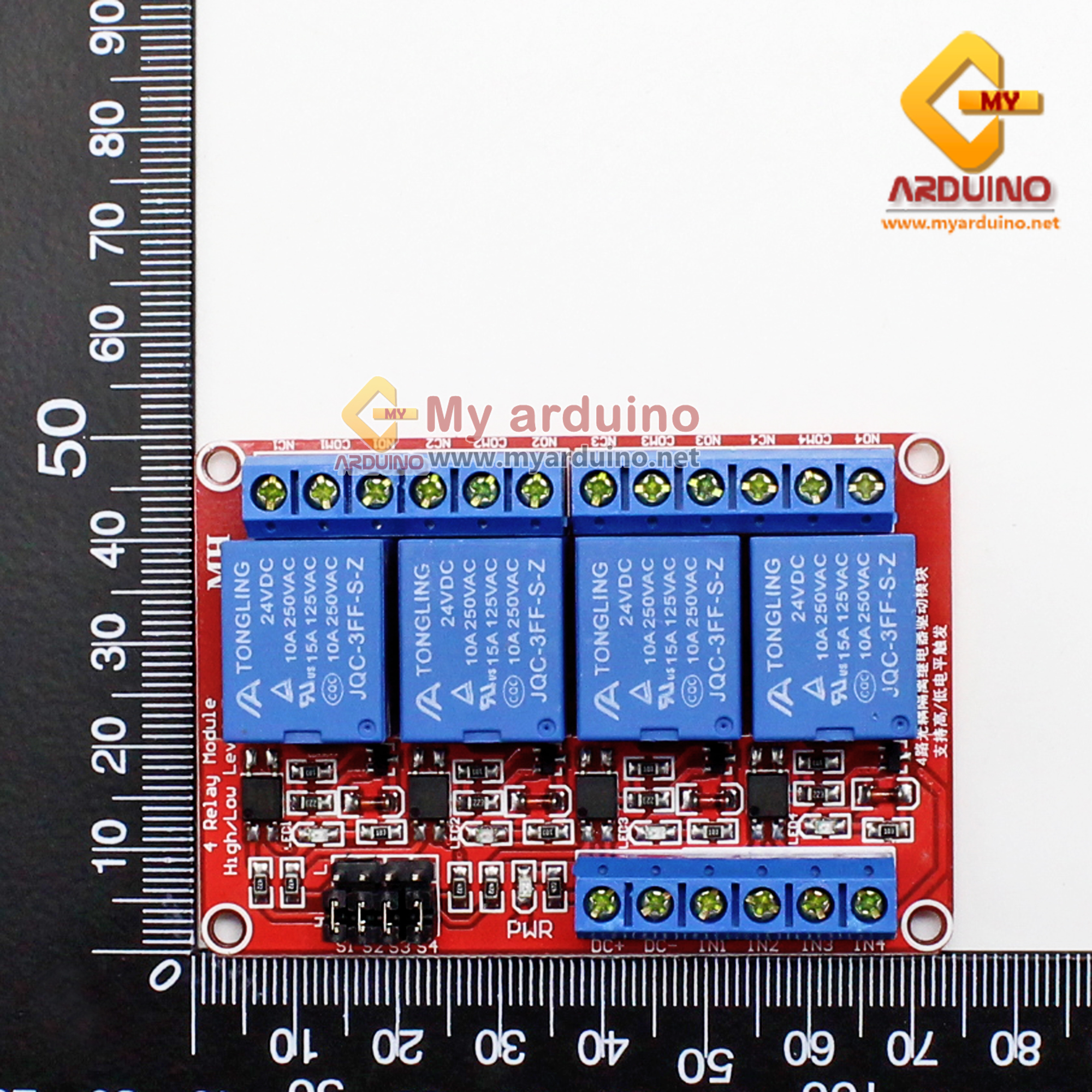 บอร์ด Relay 4ช่อง 24V Relay Module 24V 4 Channel isolation High And Low Trigger 250V/10A - ขาย ...