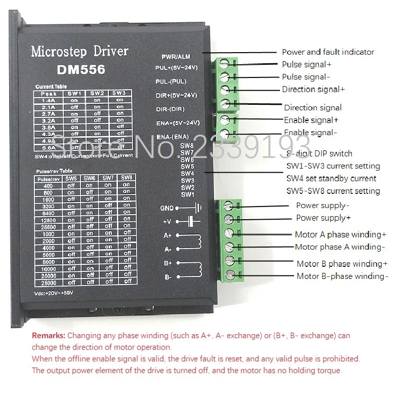 DM556 โมดูลขับ สเต็ปปิ้งมอเตอร์ stepper motor driver 5.6A 20-50 VDC - ขาย Arduino อุปกรณ์ ...