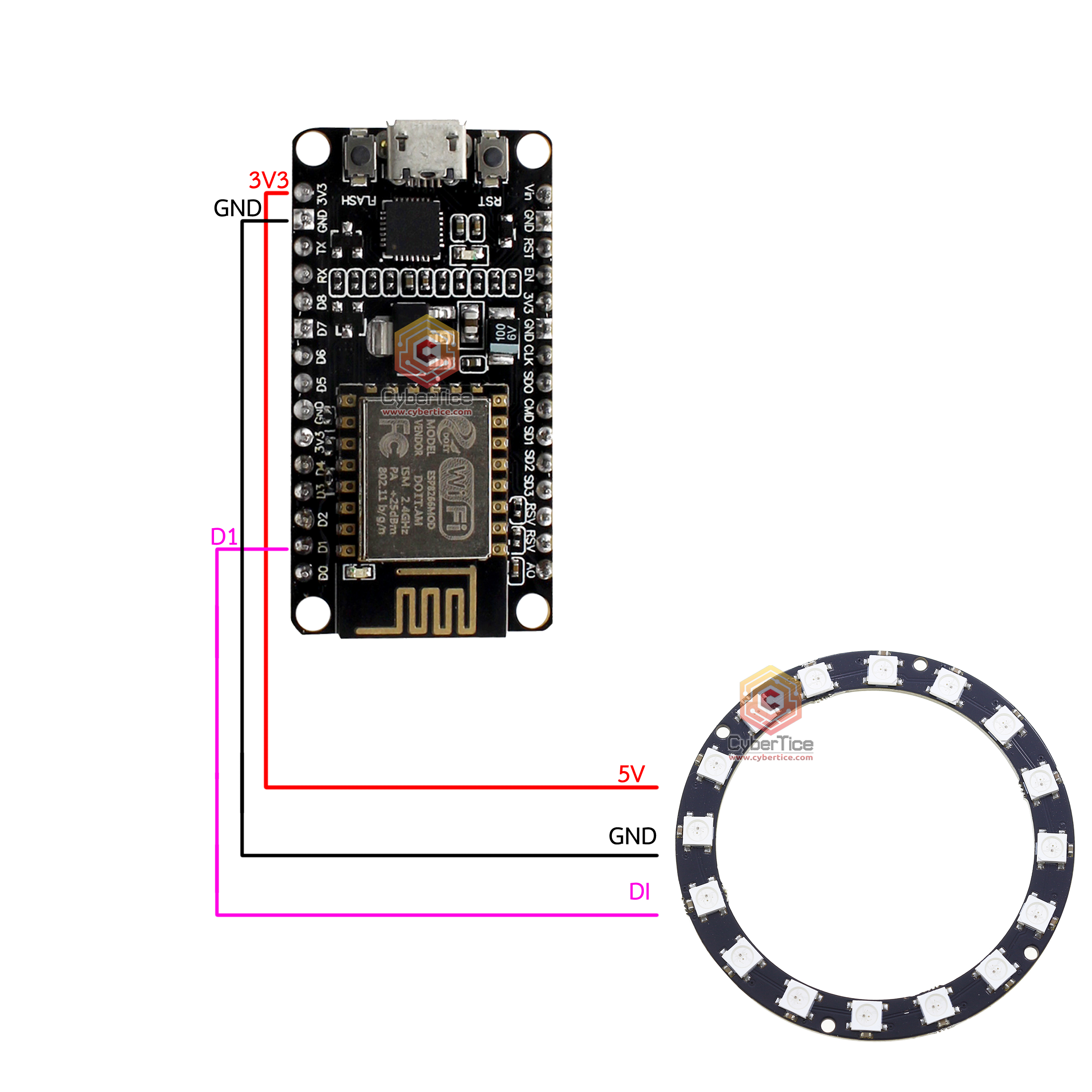 สอนใช้งาน ESP8266 NeoPixel Ring 24 ดวง WS2812 5050 RGB LED - ขาย Arduino อุปกรณ์ Arduino คุณภาพ ...