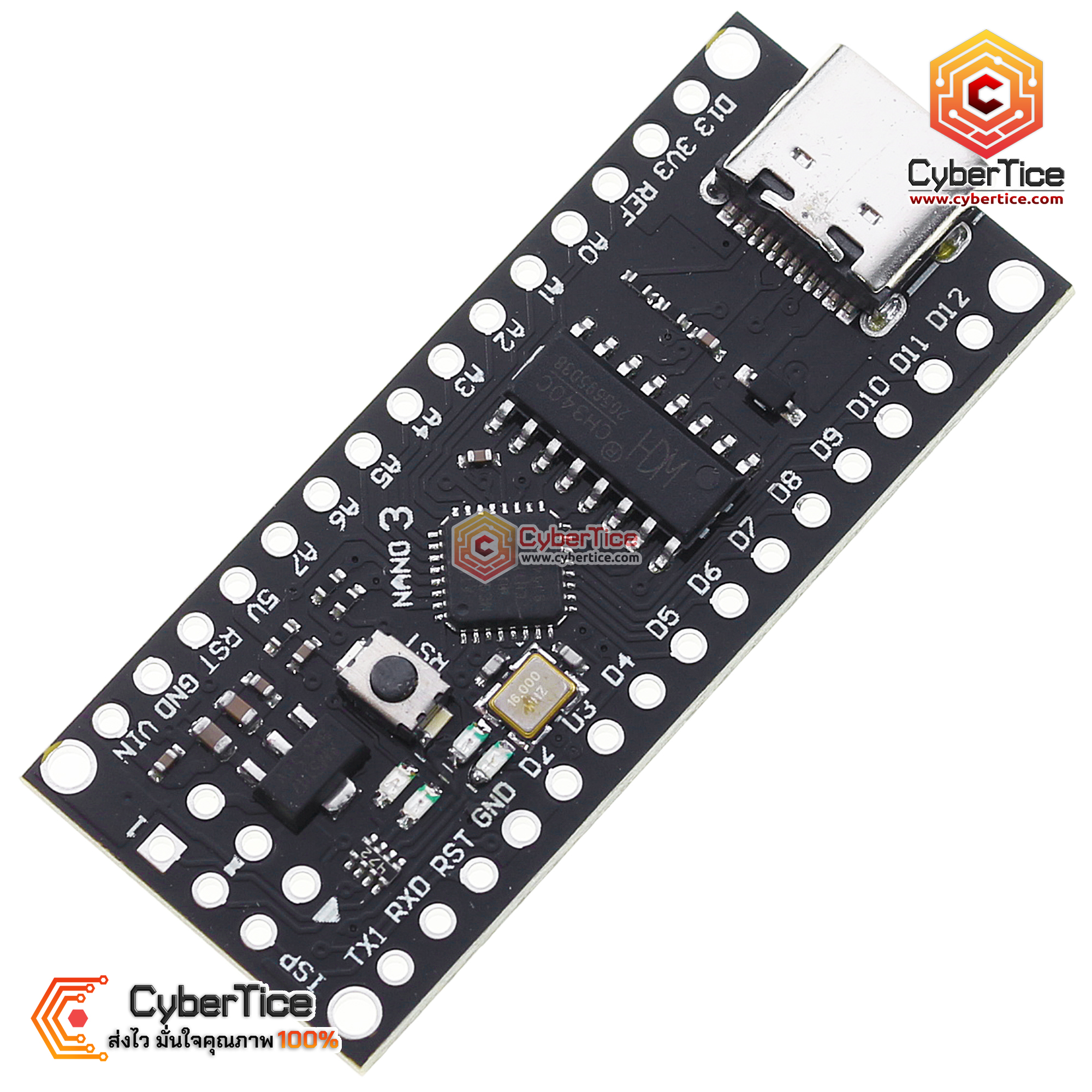 Arduino Nano 3.0 ATmega168P ชิฟ CH340G แบบยังไม่บัดกรีขา Type-C - ขาย Arduino อุปกรณ์ Arduino ...