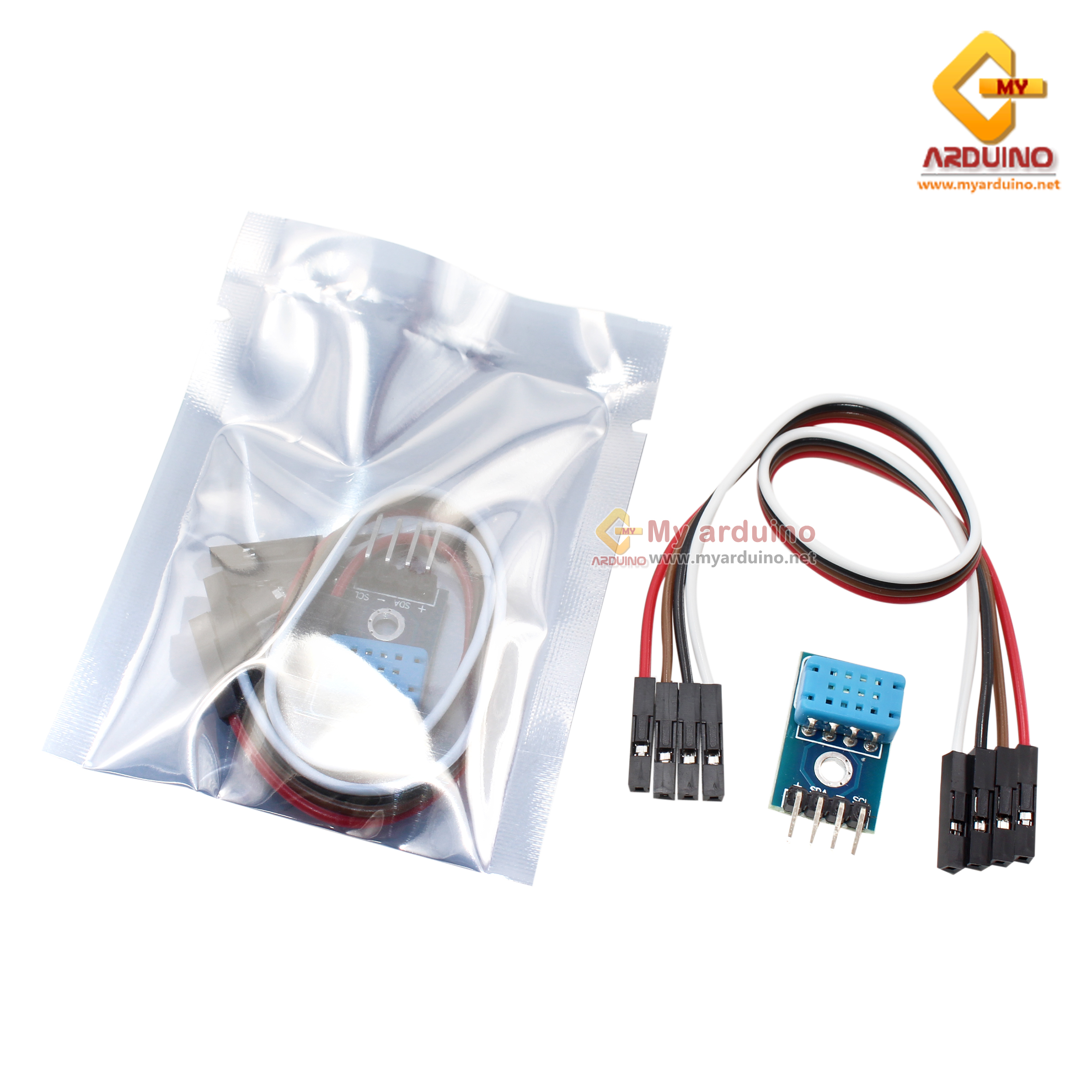 Dht12 Sensor เซนเซอร์ความชื้นและอุณหภูมิ แบบ I2c พร้อม Pcb แถมสายไฟ ขาย Arduino อุปกรณ์