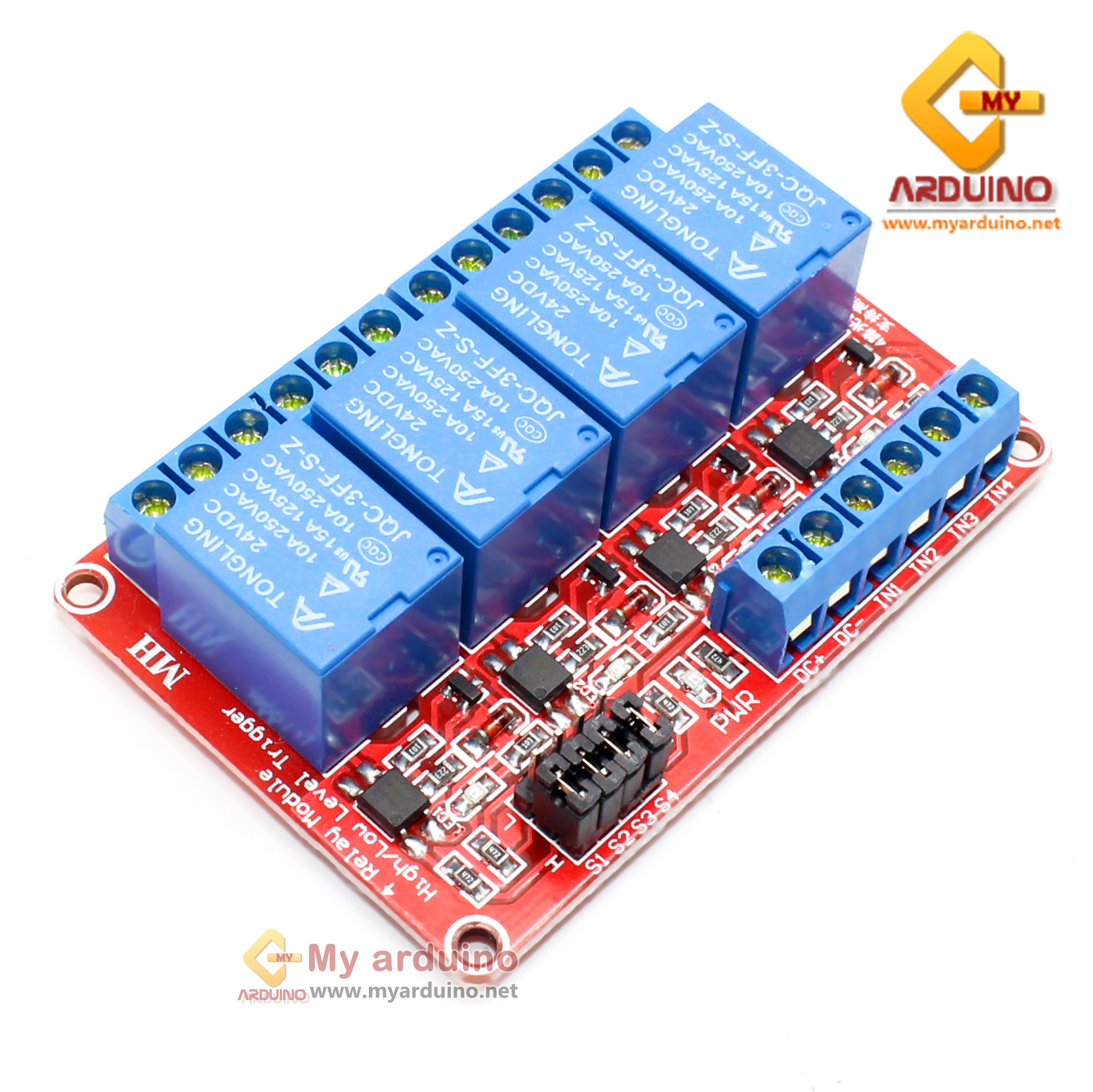 บอร์ด Relay 4ช่อง 24V Relay Module 24V 4 Channel isolation High And Low Trigger 250V/10A - ขาย ...