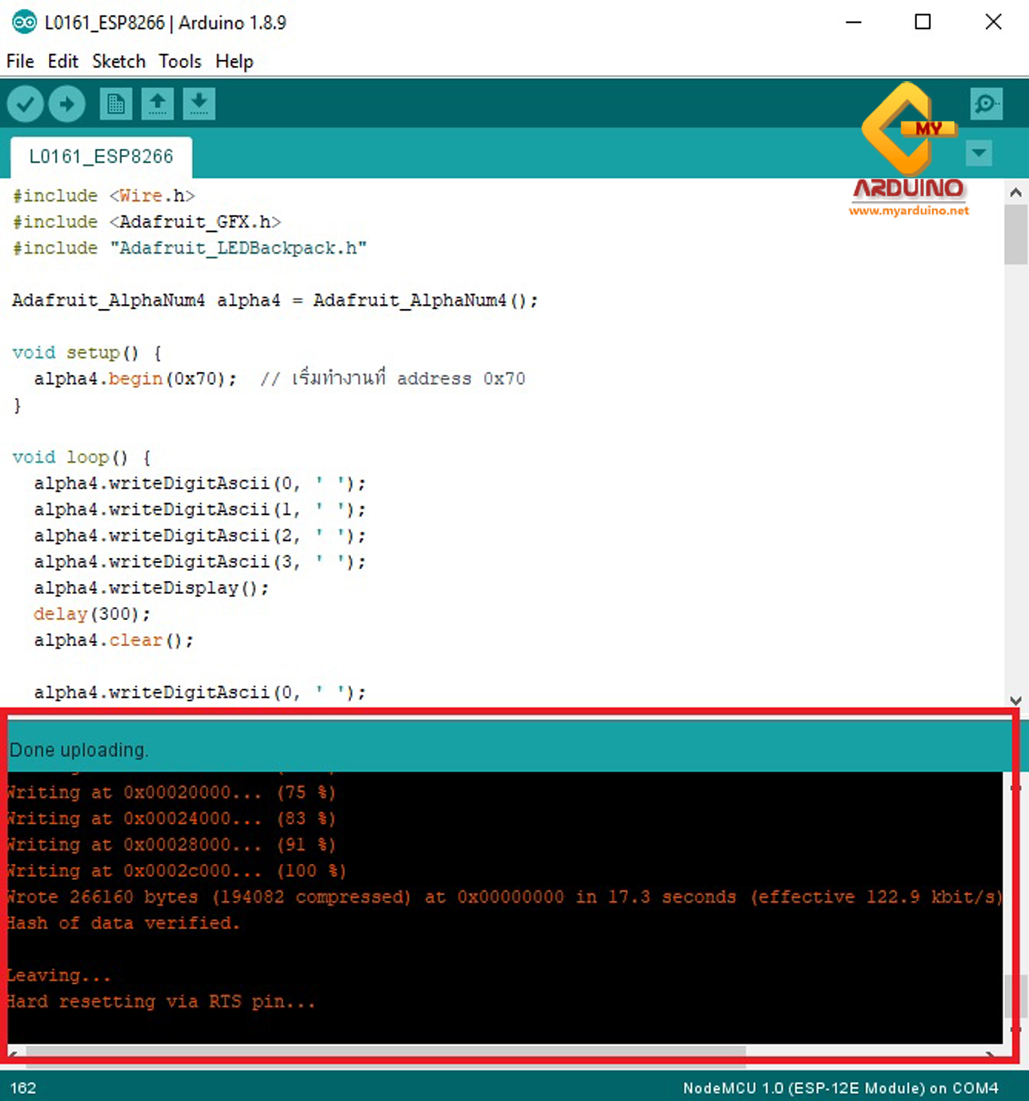 สอนใช้งาน ESP8266 จอ LED แสดงตัวเลข HT16K33 0.56 นิ้ว - ขาย Arduino ...
