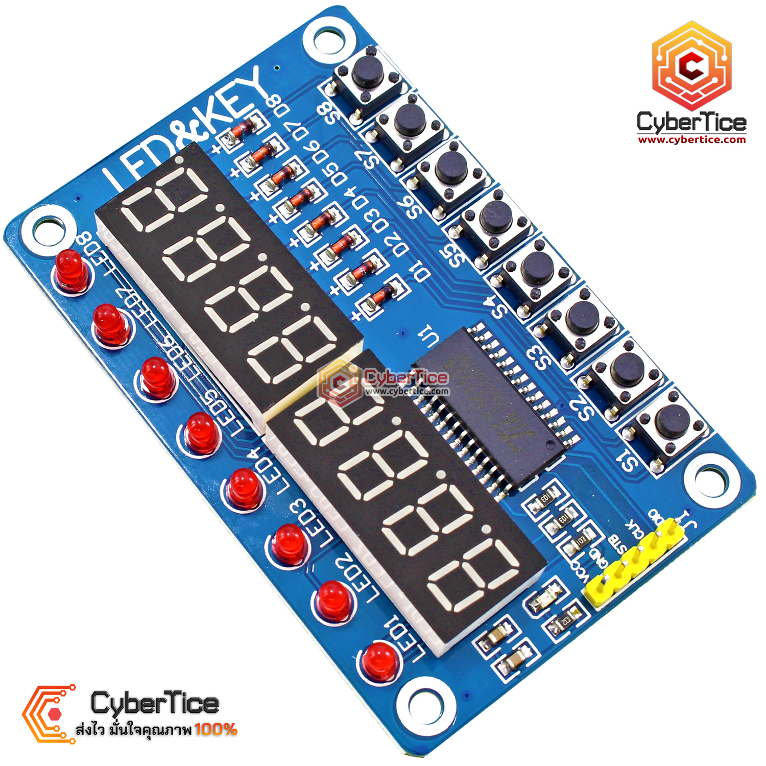 Tm1638 Based Board บอร์ดแสดงผลตัวเลข 8 หลักพร้อม Led และปุ่มกด ขาย Arduino อุปกรณ์ Arduino