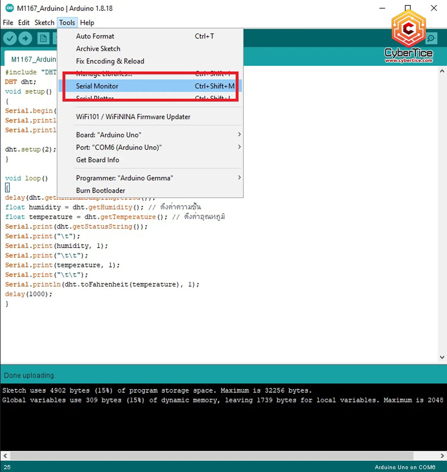 สอนใช้งาน Arduino Dht11 เซ็นเซอร์วัดอุณหภูมิและความชื้น พร้อม Pcb สีแดง ขาย Arduino อุปกรณ์